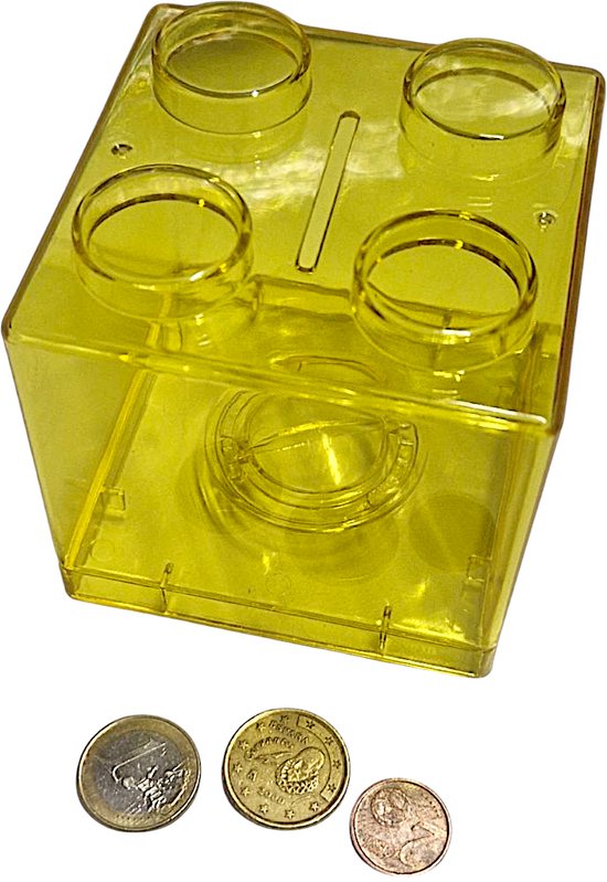 Bouwblokspaarpot - Bouwblok spaarpot - Geel - Spaarpotten - Spaarpotten ...