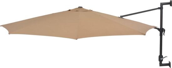 vidaXL - Wandparasol - met - metalen - paal - 300 - cm - taupe | bol