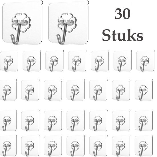 PolkaHome® 30 stuks Zelfklevende Haakjes Extra Sterk - Haken, Handdoek ...