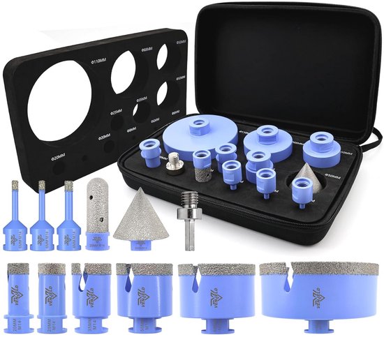 Diamantboorset 12 delig met Gatenzagen en Freesboor voor Keramiek ...