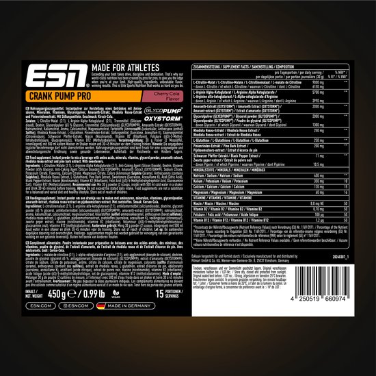 ESN CRANK PUMP PRO, 450g / Kirsch-Cola | bol