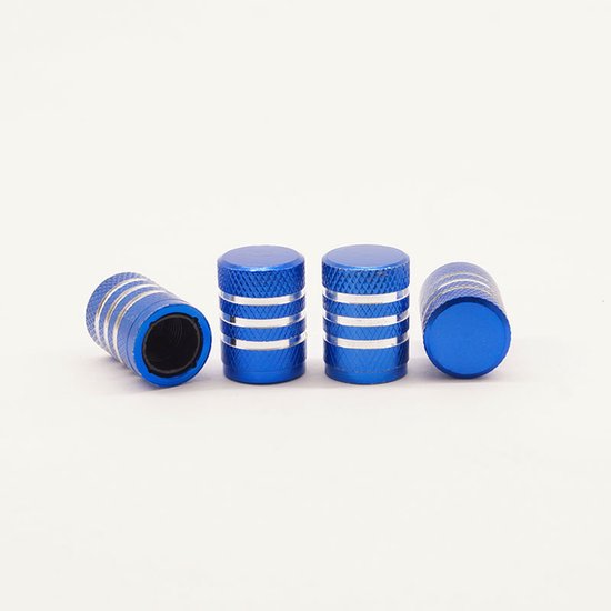Schrader (auto) ventiel - Blauw aluminium - kunststof kern - gestreept ...
