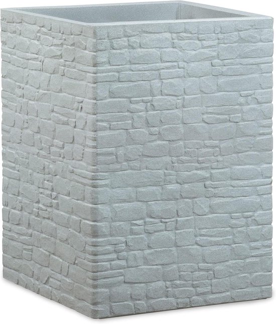 Hoge pot/bloempot/plantenbak Muretto High 54 vierkant kleur: Stony Grey ...