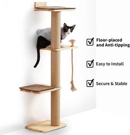 Scratching Post 50" for Large Cats With Cat Bed Rubber Wooden ...