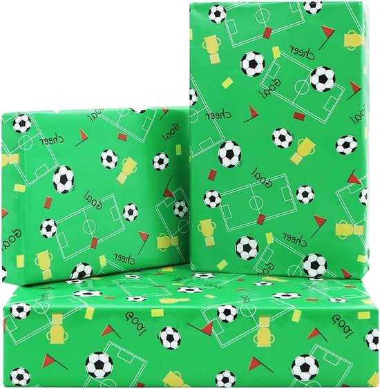 Football Field Sports Trophy Gift Wrapping Paper - 4 Sheets 50 x 70 cm ...