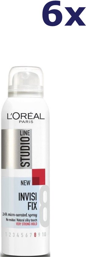 6x L'Oréal Studio Line Invisi Fix 24H Micro Diffusion Spray 250 ml | bol