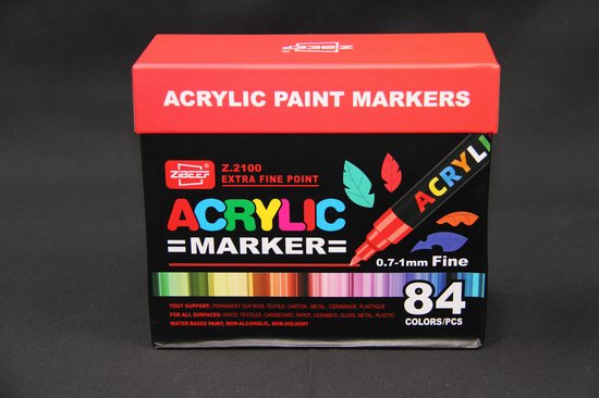 Zibeef Acryl Marker Verfstiften - 84 Kleuren Acrylic Verf Pen - Verf ...