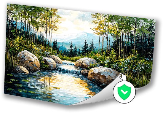Rustgevend landschap met rivier - Natuur muurdecoratie - Posters bos ...