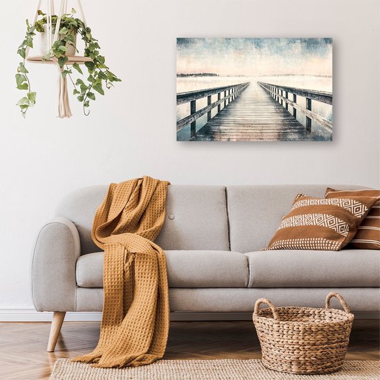 Rustieke houten brug in mist - Brug poster - Wanddecoratie architectuur ...