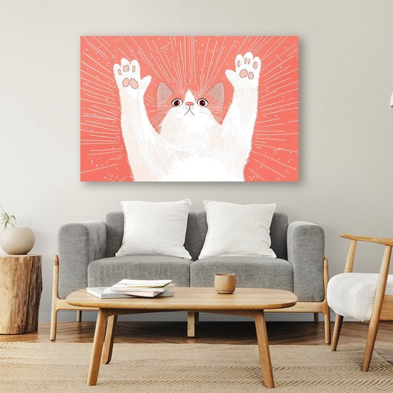 Kat in krachtige pose - Kat poster - Poster dier - Lijntekening ...