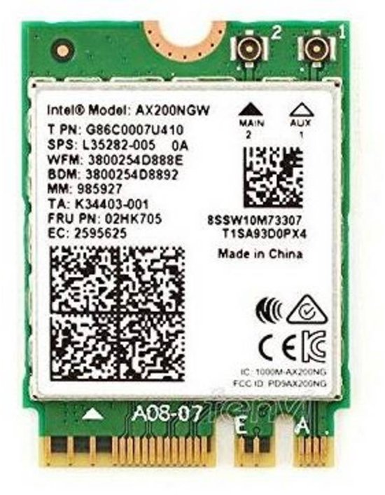Intel Wi-Fi 6 AX200 - M.2 2230 / M.2 1216 - Bluetooth 5.0 - 2400 Mbit/s ...