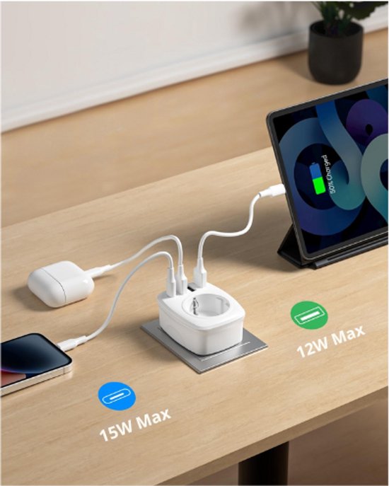 Stopcontact Splitter Met Usb - Usb-C Stopcontacten - 5-In-1 ...