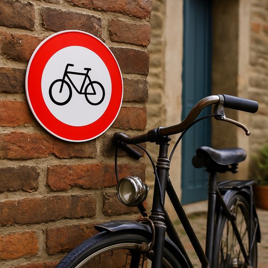 Verboden Fietsen te Plaatsen - Aluminium Geperst - Rond bord - Ø 24cm | bol
