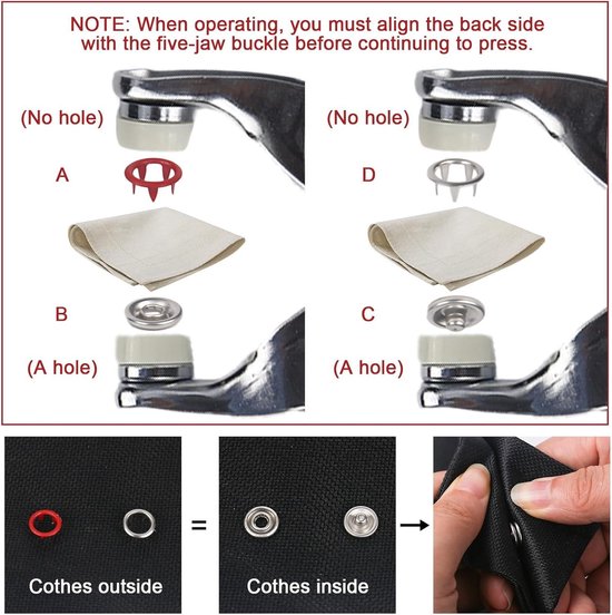 Drukknopen met tang 200 sets 95 mm metalen drukknopen met vaste knopen ...