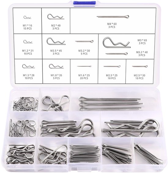 Roestvrijstalen Splitpennen Assortiment 100 Stuks - 13 Maten voor ...