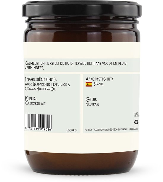 Puturals Aloë Vera Boter 100% Natuurlijk - 500gr - Hydrateert en ...