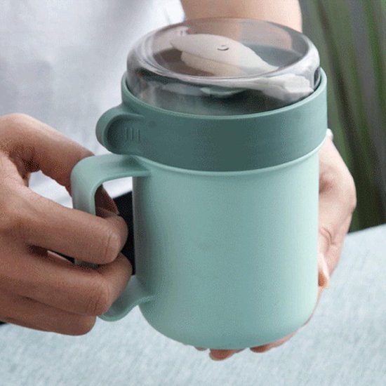 Soepbeker met Deksel en Handvatten - Magnetronbestendige Soepkom ...