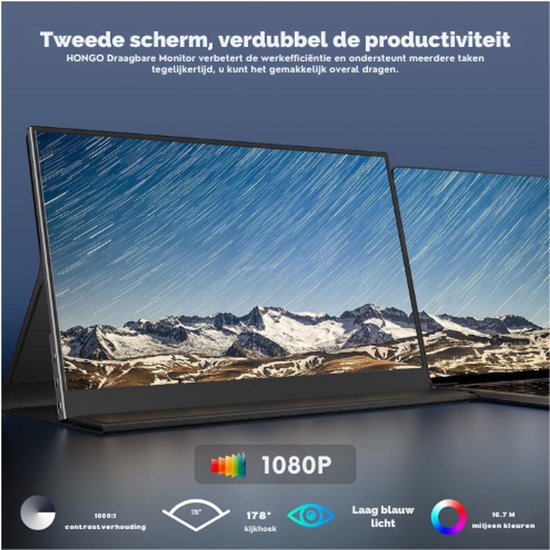 Draagbare Monitor 15.6 Inch – FHD 1080P IPS HDR Oogzorg Display – USB C ...
