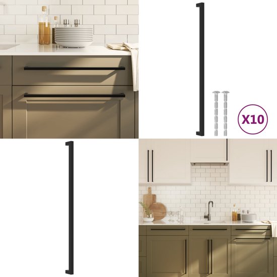vidaXL Handvatten 10 st 480 mm roestvrij staal zwart - Handvat ...