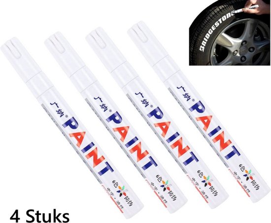 TLVX 4 Stuks Bandenstift wit / Witte Autobanden stift / Tyre marker ...