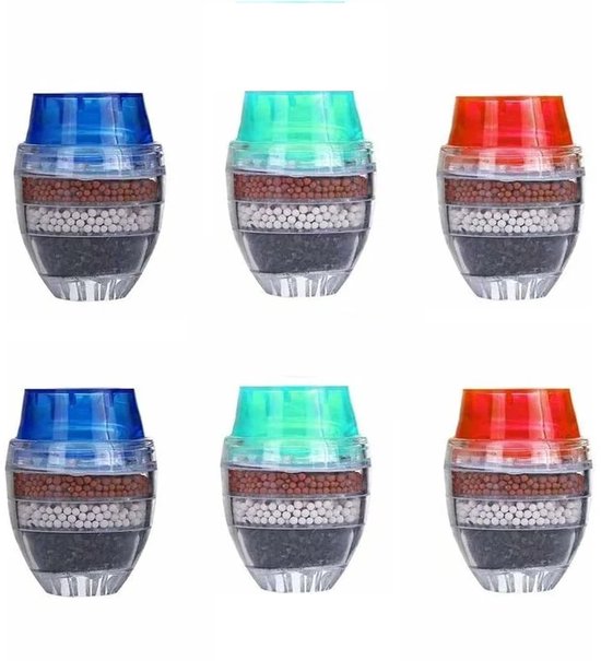 Kraanfilter - 6 stuks - kraanwater filter - Waterzuiveraar - 5 Lagen ...