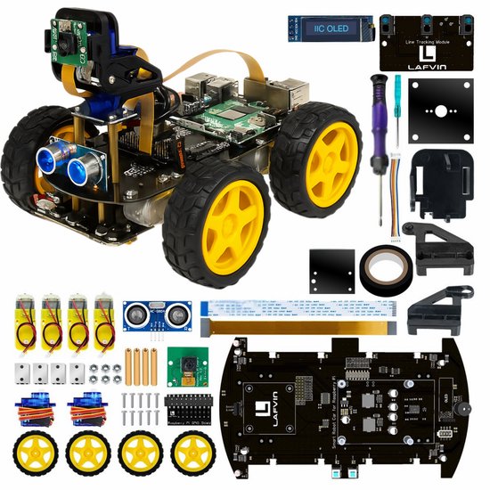 SyncGear 4WD Robot Bouwpakket Geschikt voor Raspberry Pi - Programmeerbaar in Python &... | bol