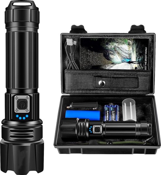 Zaklamp Led Oplaadbaar - Militaire Zaklamp - 5000LM - Inclusief 5000mAh Batterij en... | bol