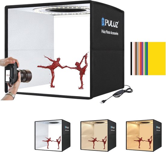 Mini Fotostudio Box Tent 25cm met LED Verlichting en 12 Achtergronden | bol
