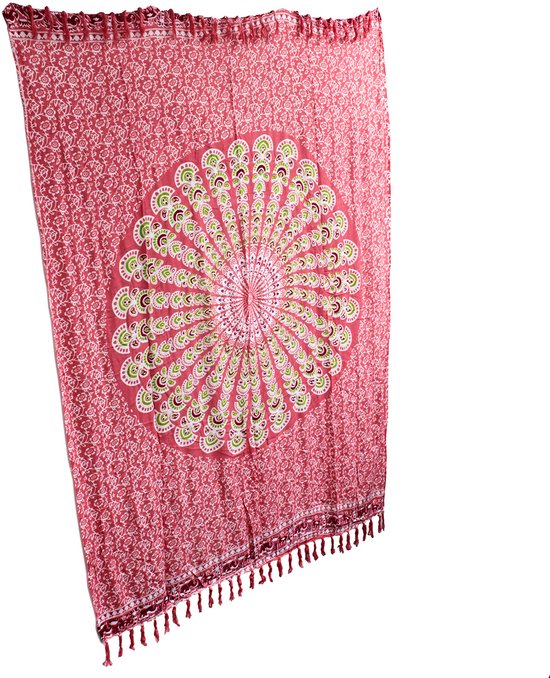 Mandala Sarong - Robijnrood - Omslagdoek - Pareo - Hamamdoek ...