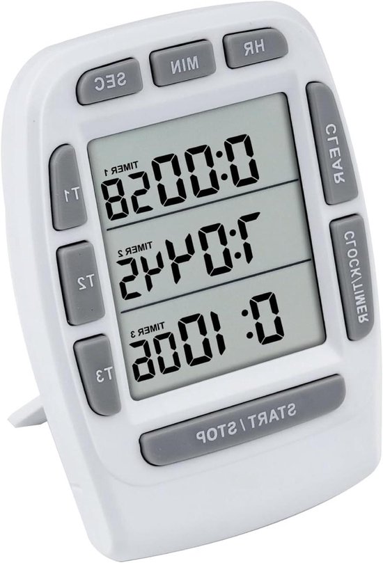 Digitale Timer Groot LCD 3-kanaals - Aftellende timer Kookwekker Reset ...
