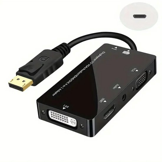 Displayport DP To 1080P 4K HDTV DVI VGA AudioJack AV Adapter Converter ...