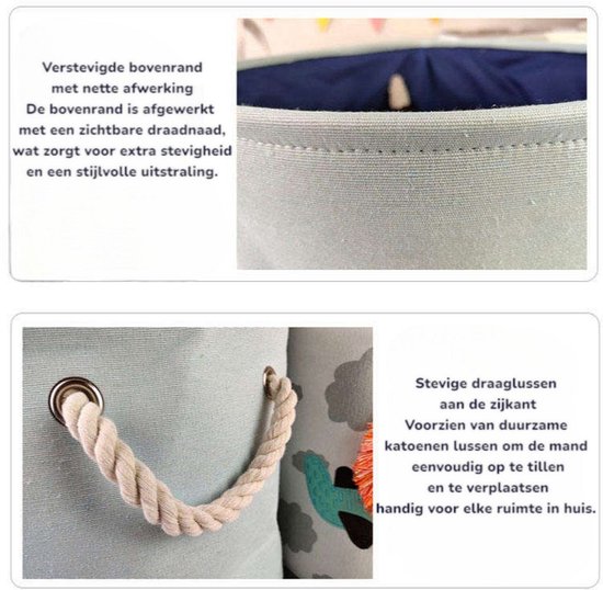 Dutchers® Speelgoedmand Kinderkamer Met handige Koortsluiting – Dino ...