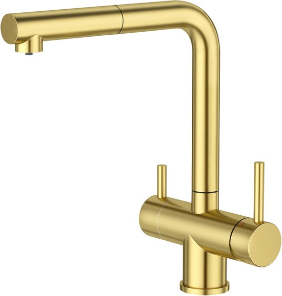 3-weg keukenkraan met douche, 360° draaibare keukenkraan, driewegmengkraan,... | bol