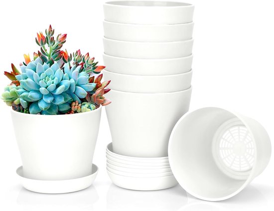 Bloempotten - plastic bloempot - 8 kunststof Plantenpot/bloempot - Voor ...