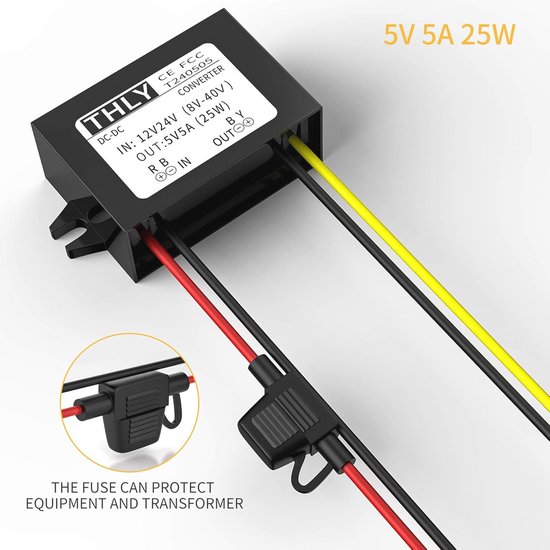 DC Buck Converter 12V naar 5V, 5A 25W Waterdicht, Neerwaartse ...