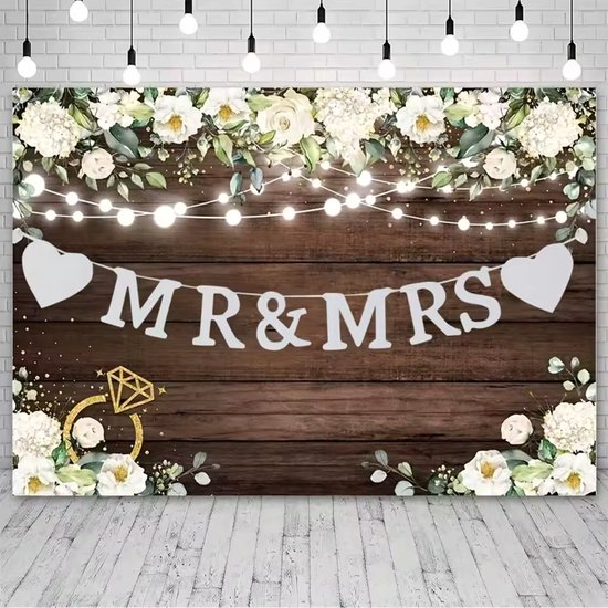 Mr & Mrs witte letter banner met harten - trouwen - huwelijk - mr - mrs ...