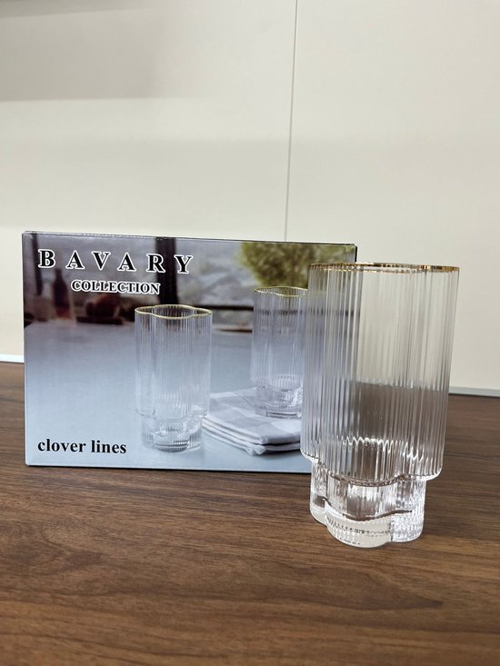 Bavary Clover Lines - Long Drinkglazen - Koffie Glas – 360ml – Set van ...