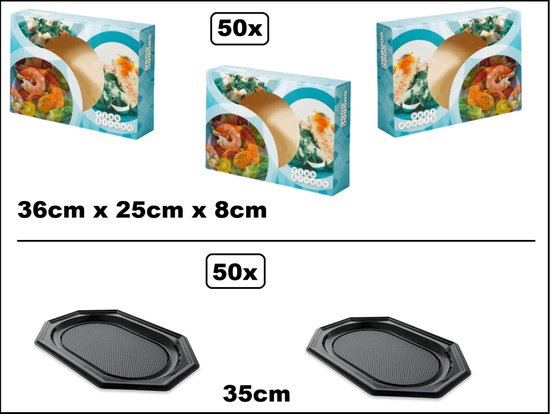 50x Luxe Cateringdozen Fish & Fresh met venster 36x25x8cm met catering ...