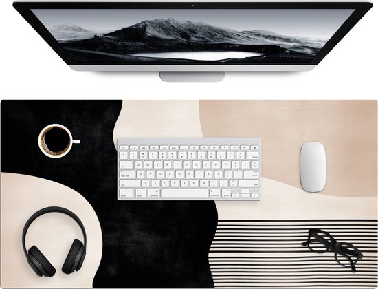 Bureau onderlegger 80x40 cm - Abstract - Japandi - Beige - Modern ...