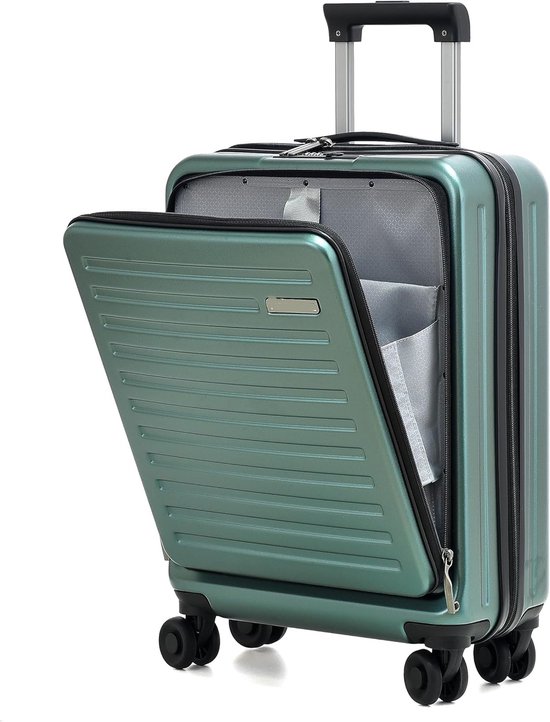 S&Dshopline® Handbagagekoffer met laptoptas met opening aan de voorkant ...