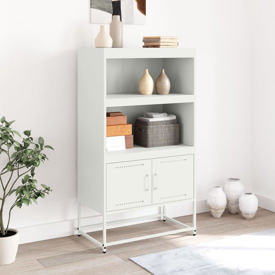 The Living Store Hoge kast 68,5x38,5x123,5 cm staal wit - Opslagkast ...