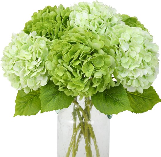 Kunsthortensia-bloemen, 4 stuks, dubbele kleur, enkele stem ...