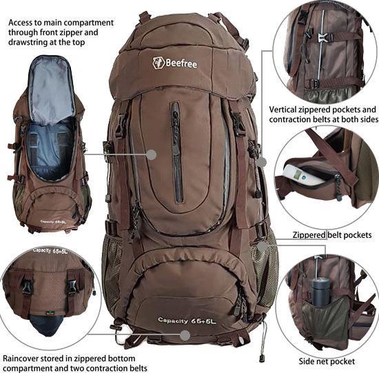 Beefree 70 Liter Backpack | Inclusief regenhoes | Frontlader | Extra ...