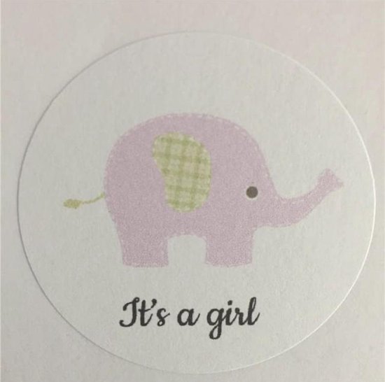 Geboorte sticker zegel meisje geboren - It's a Girl & Rose Olifant ...