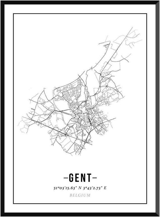 Gent poster | stadsposter | industrieel | zwart / wit - 40 x 30 cm ...