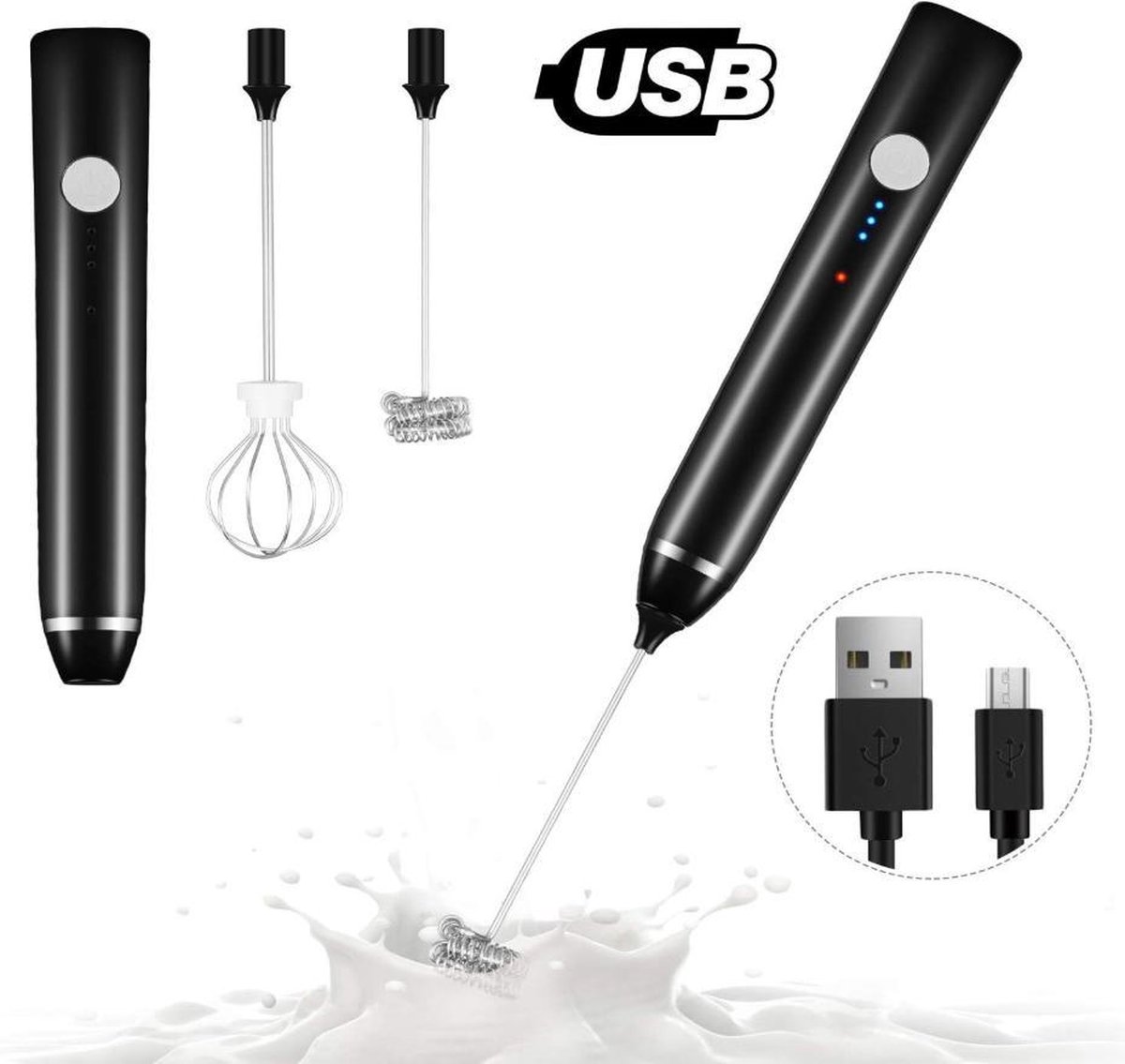 Melkopschuimer Usb Oplaadbaar Accu Draadloos Zwart Compact Camping Reis Auto | bol.com