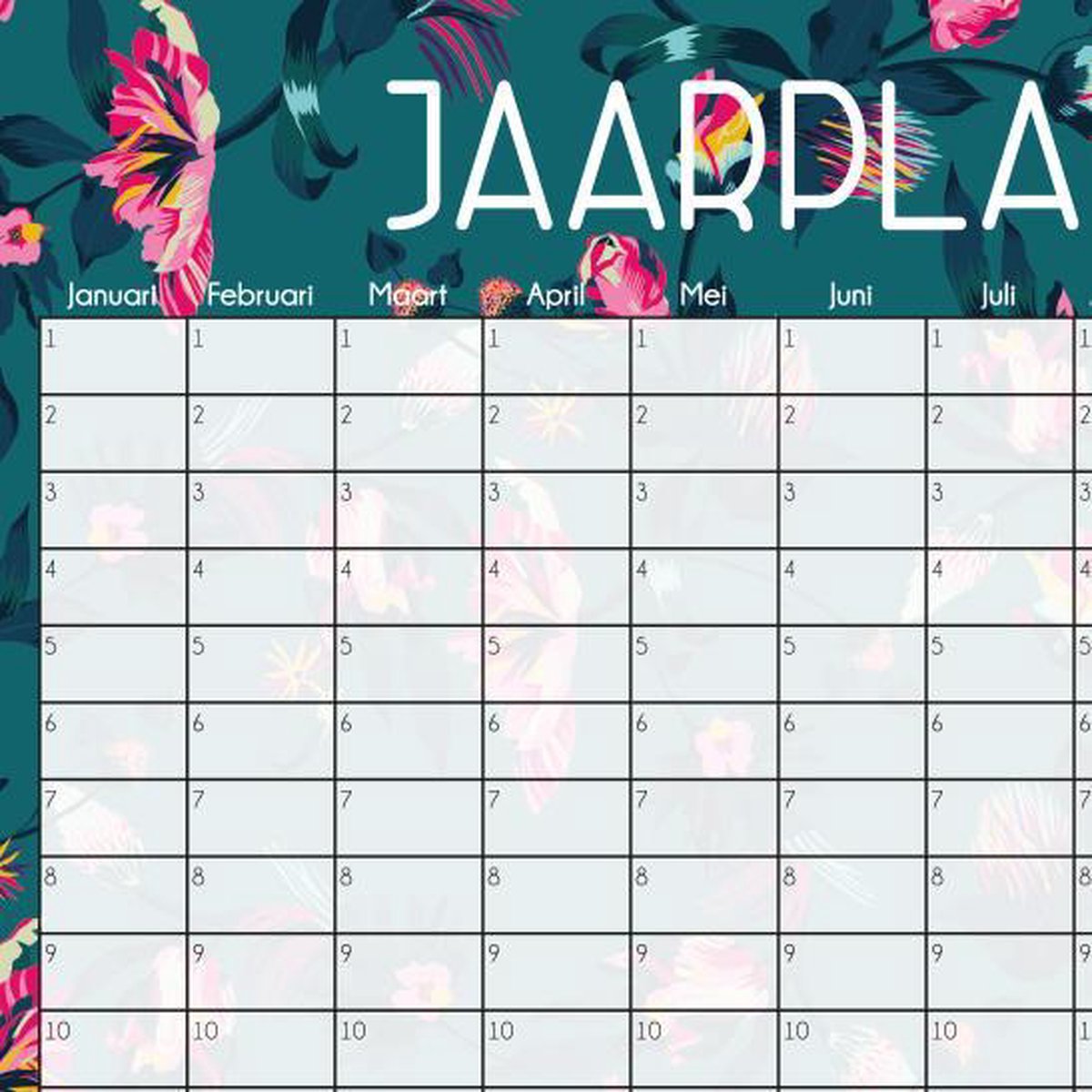 BONT Jaarplanner poster - bloemen | bol.com