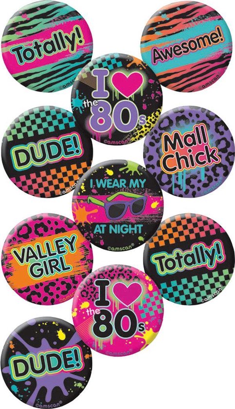 Jaren 80 Buttons 4,4 cm 10 stuks | bol.com
