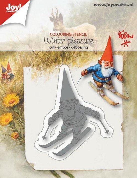 Joy!Crafts Stencil - Snij- embosstencil - Poortvliet Kabouter op skies ...