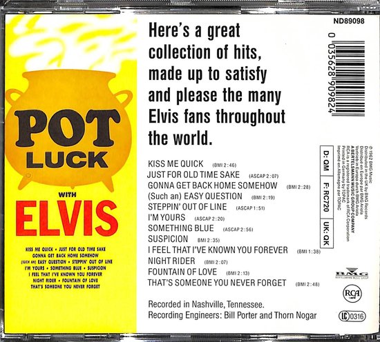 Pot Luck with Elvis, Elvis Presley | CD (album) | Muziek | bol.com